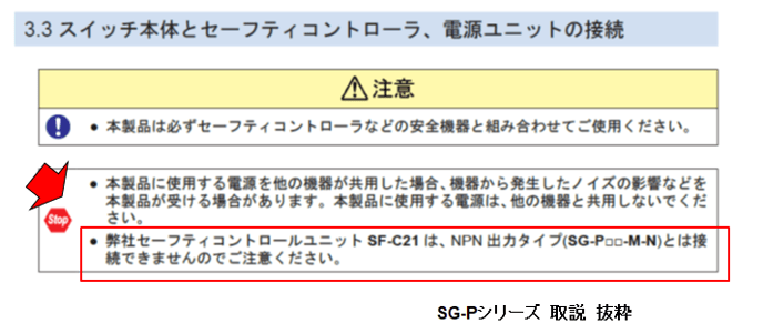 SG-PシリーズのNPN出力タイプとSF-C21の配線と設定方法は？